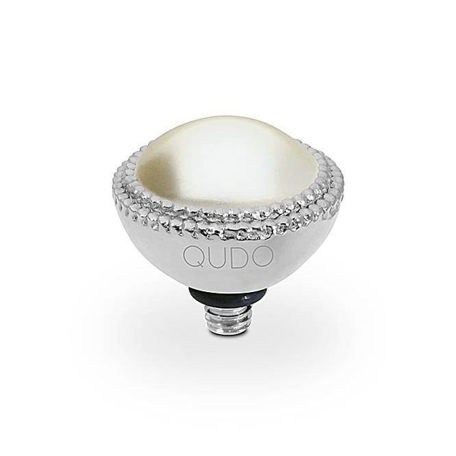 Qudo Fabero Silver & Cream Pearl Ring Gem Top, 11mm