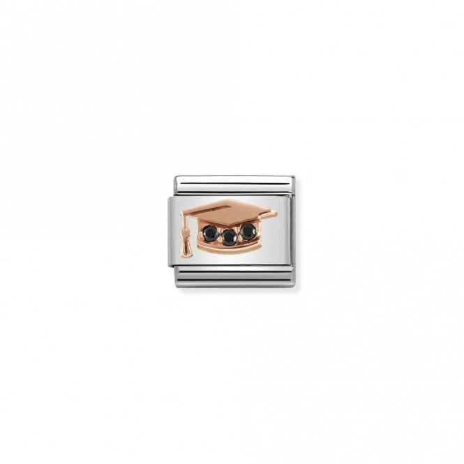 Nomination Rose Gold CZ Graduation Hat Charms, 430305/11